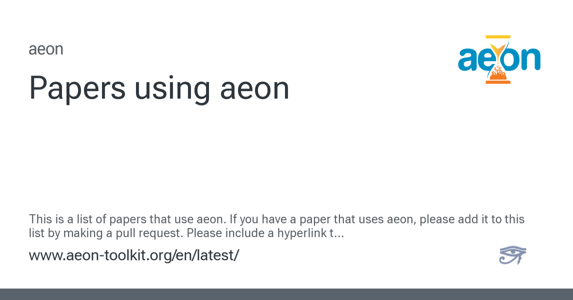 Papers using aeon - aeon 1.4.0 documentation