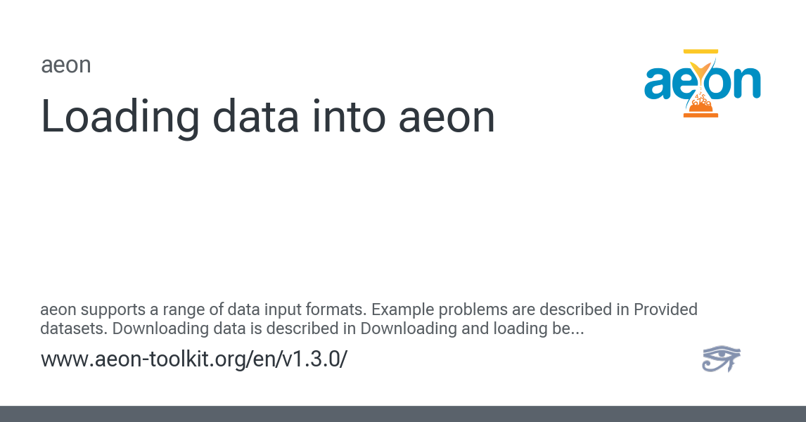 Loading data into aeon - aeon 1.3.0 documentation